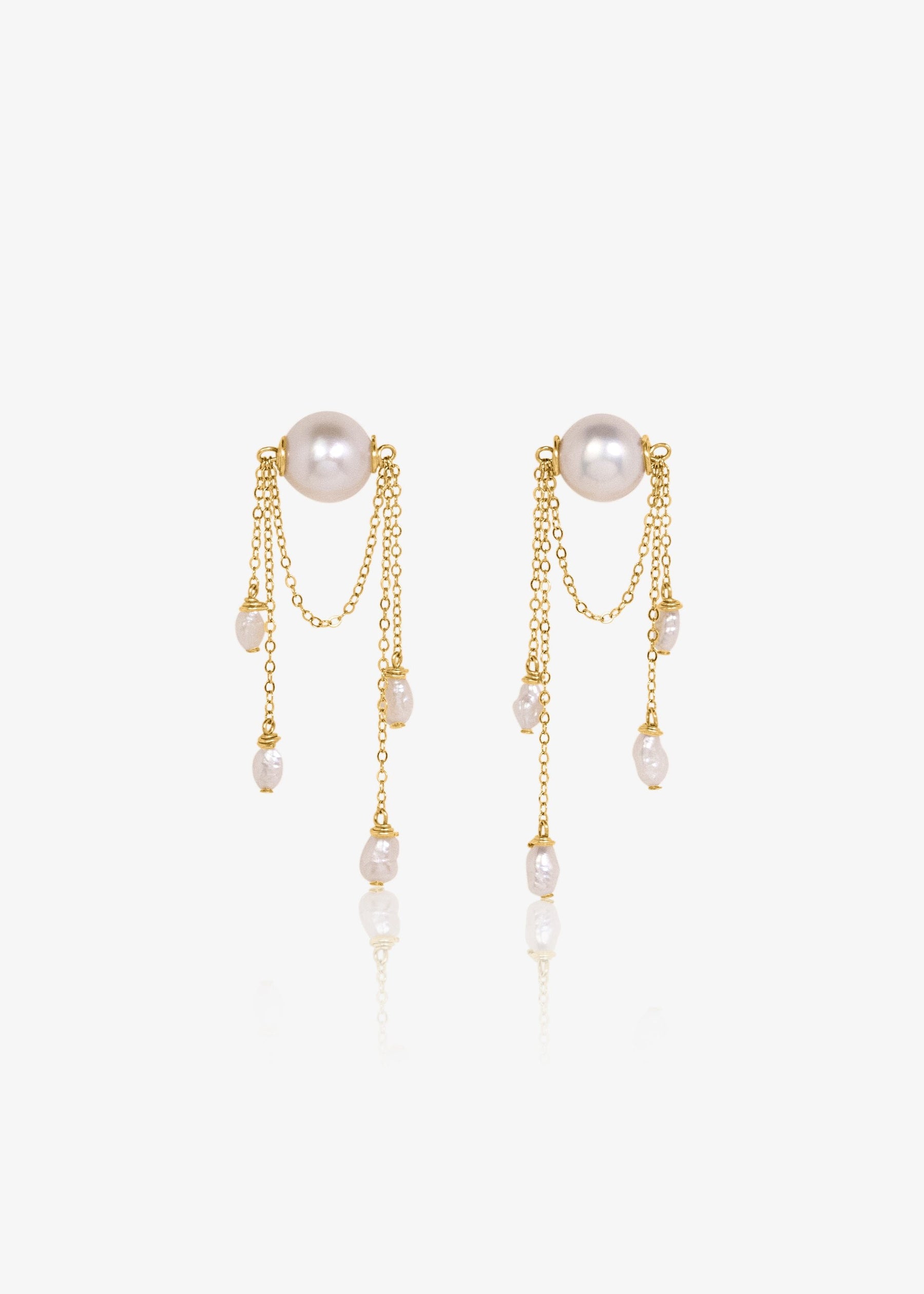 Adorn Pili Luna Pearl Earrings 14K Yellow Gold – AAA Grade Genuine Freshwater Pearls, Handmade ...